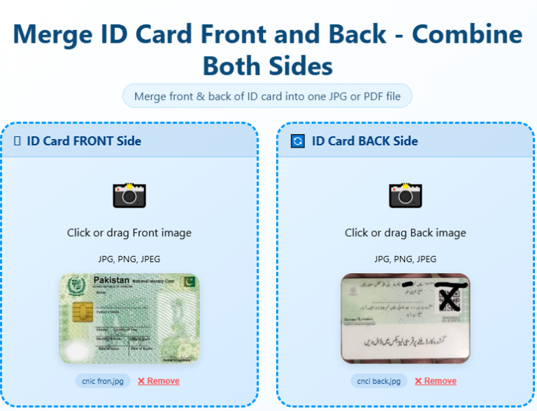 Merge ID Card Front and Back Free – Download as JPG or PDF